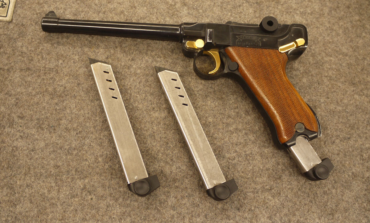 P08 P04 lange Luger Marine, Ari, mit Holster, Schreckschuss Gas Signalpistole IWG PTB701, frei ...